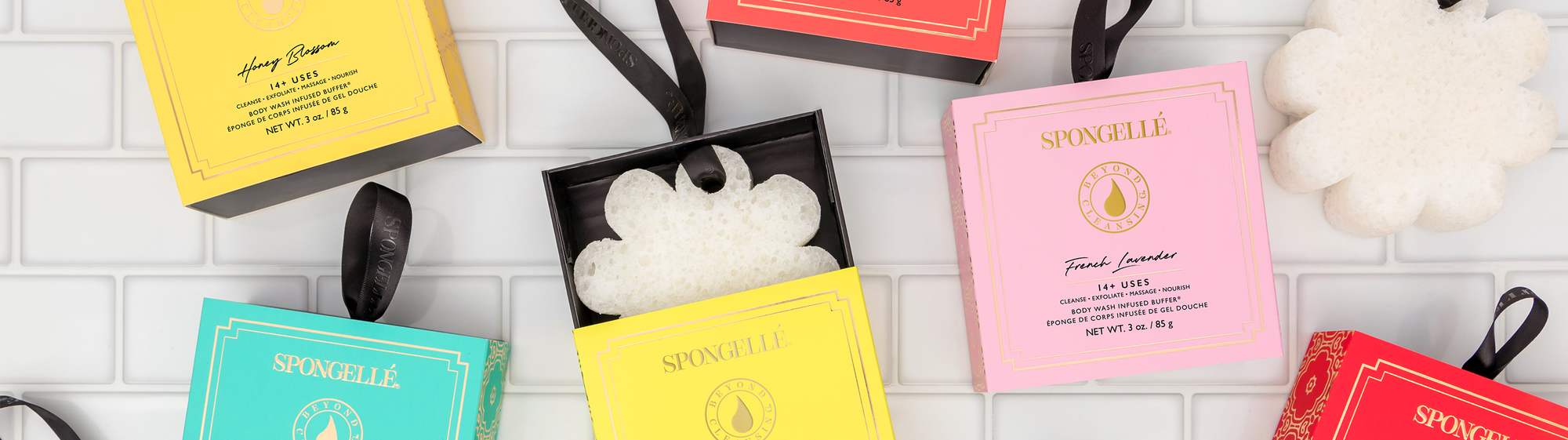 Body Wash Infused Flower Buffers in a Box | Spongellé